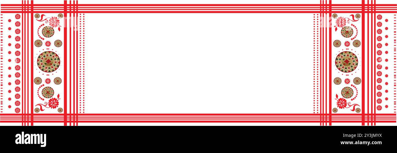 Assamese traditional gamosa of Assam with new patterns 1 Stock Vector ...