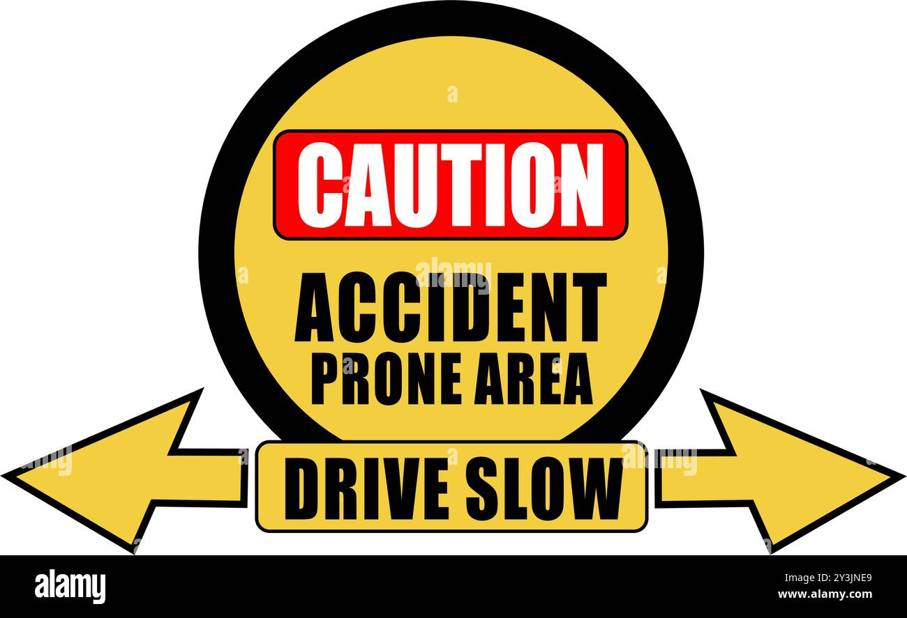 Accident Prone Area Drive Slow Caution sign board 2 Stock Vector Image ...
