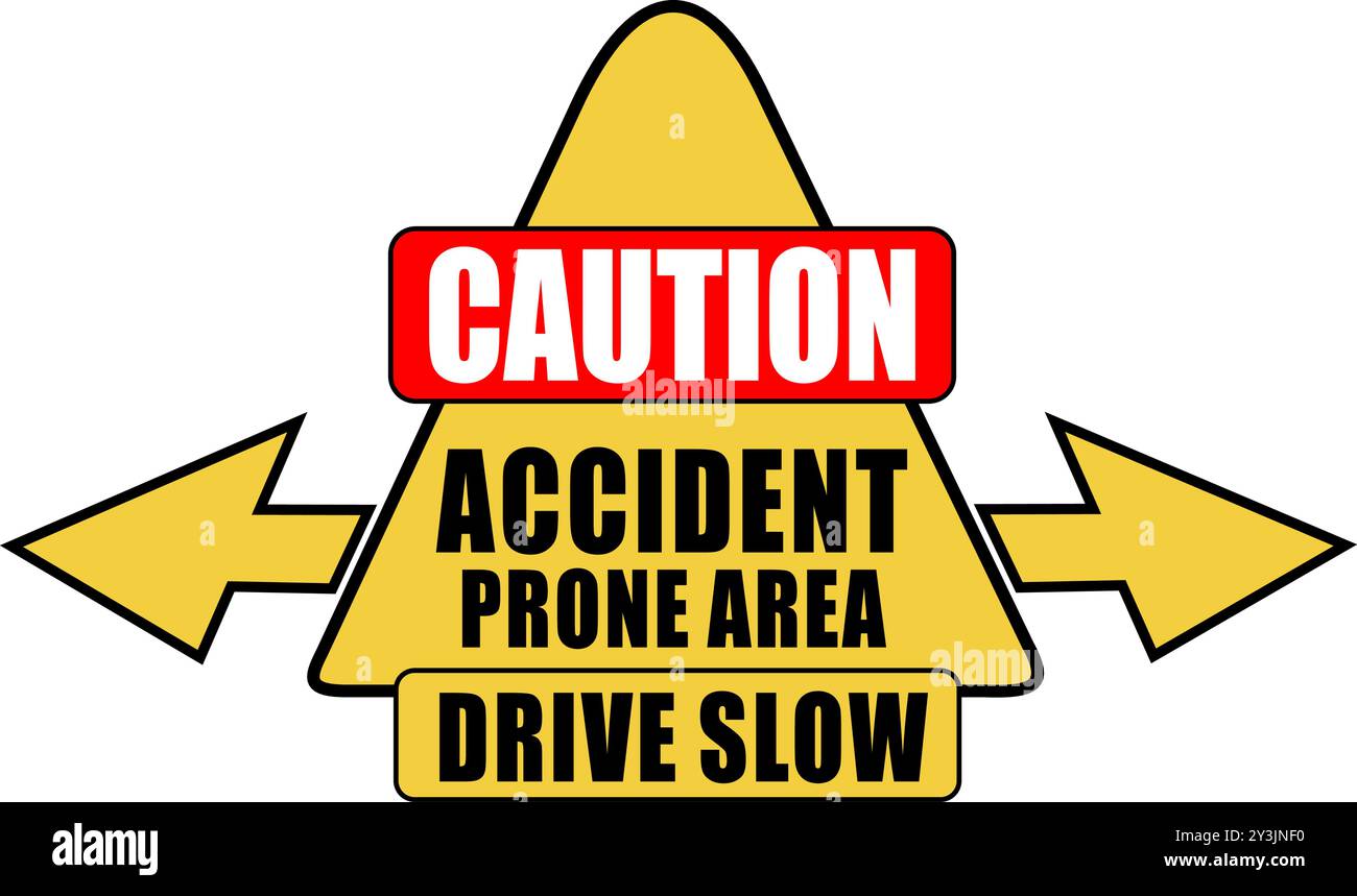 Accident Prone Area Drive Slow Caution sign board 1 Stock Vector Image & Art - Alamy