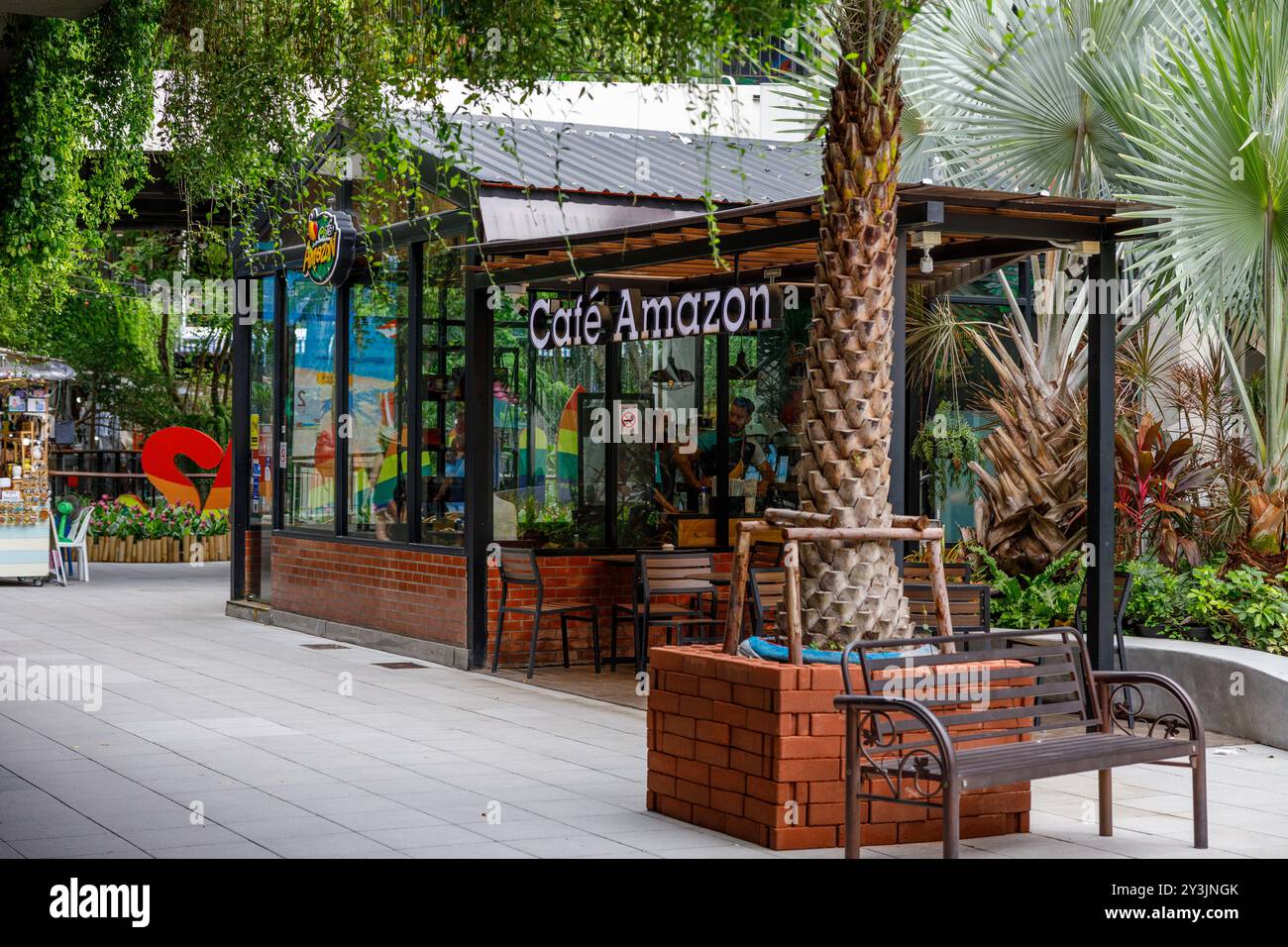 Ko Samui, Thailand - July 11,2024: The photo captures a Cafe Amazon branch at Central Samui ...