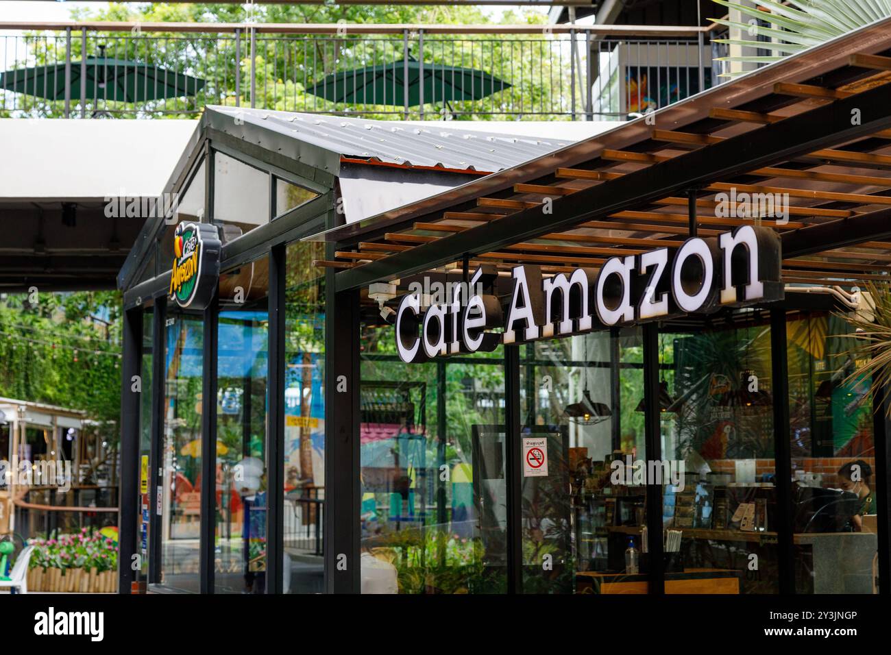 Ko Samui, Thailand - July 11,2024: The photo captures a Cafe Amazon branch at Central Samui ...