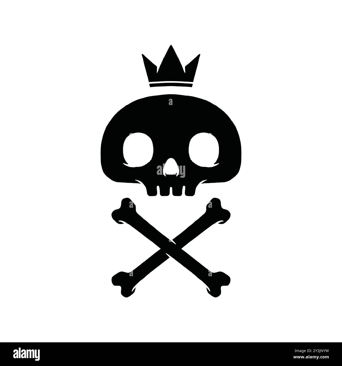 Cute skull and crossbones logo Illustration. Simple skull with crown ...