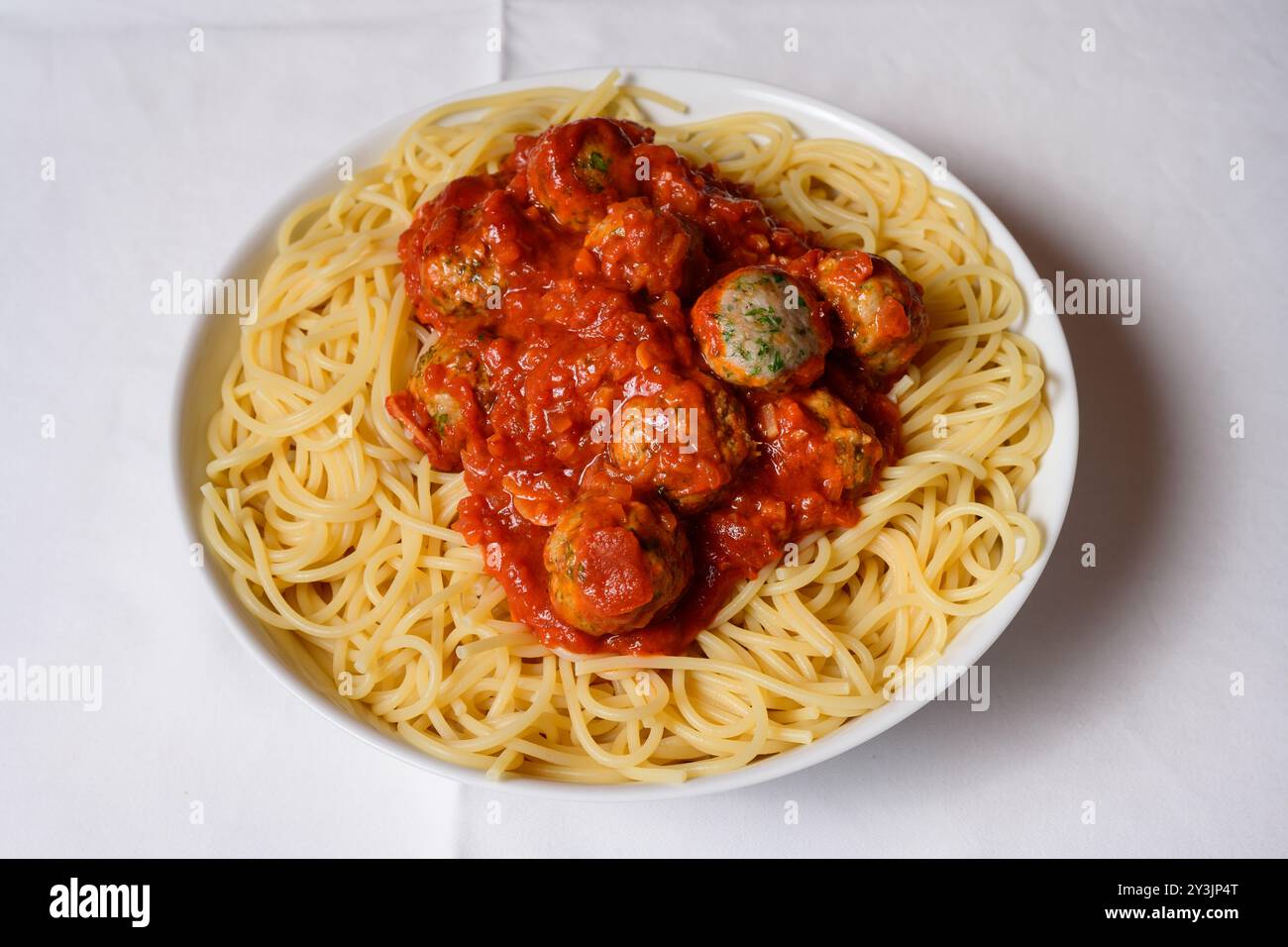 Spaghetti with Meatballs and Spicy Tomato Sauce American Style Paste ...