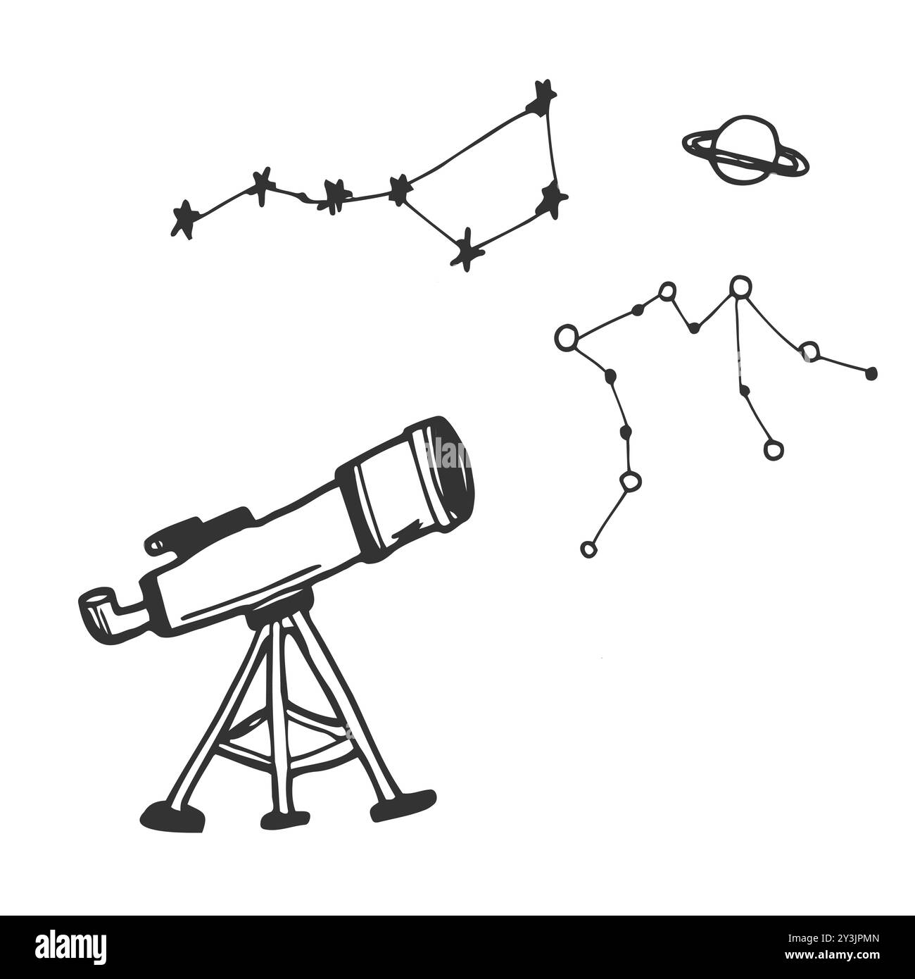 Telescope vector illustration in hand-drawn style isolated on white ...