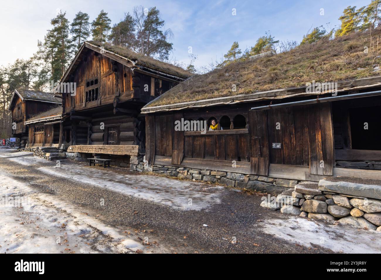 Oslo - February 11 2023: Traditional Scandinavian buildings in the Oslo ...