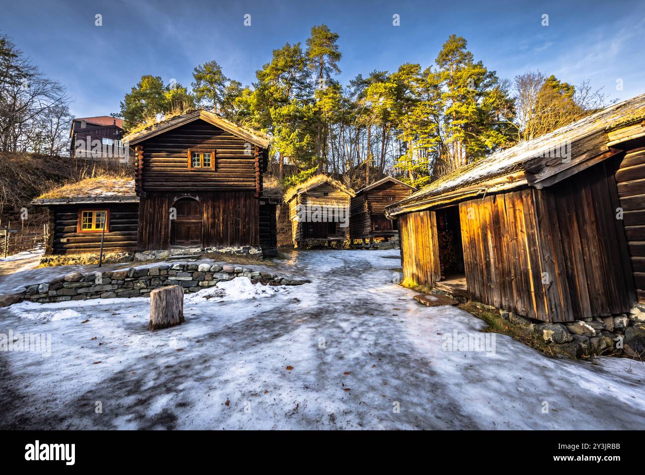Oslo - February 11 2023: Traditional Scandinavian buildings in the Oslo ...