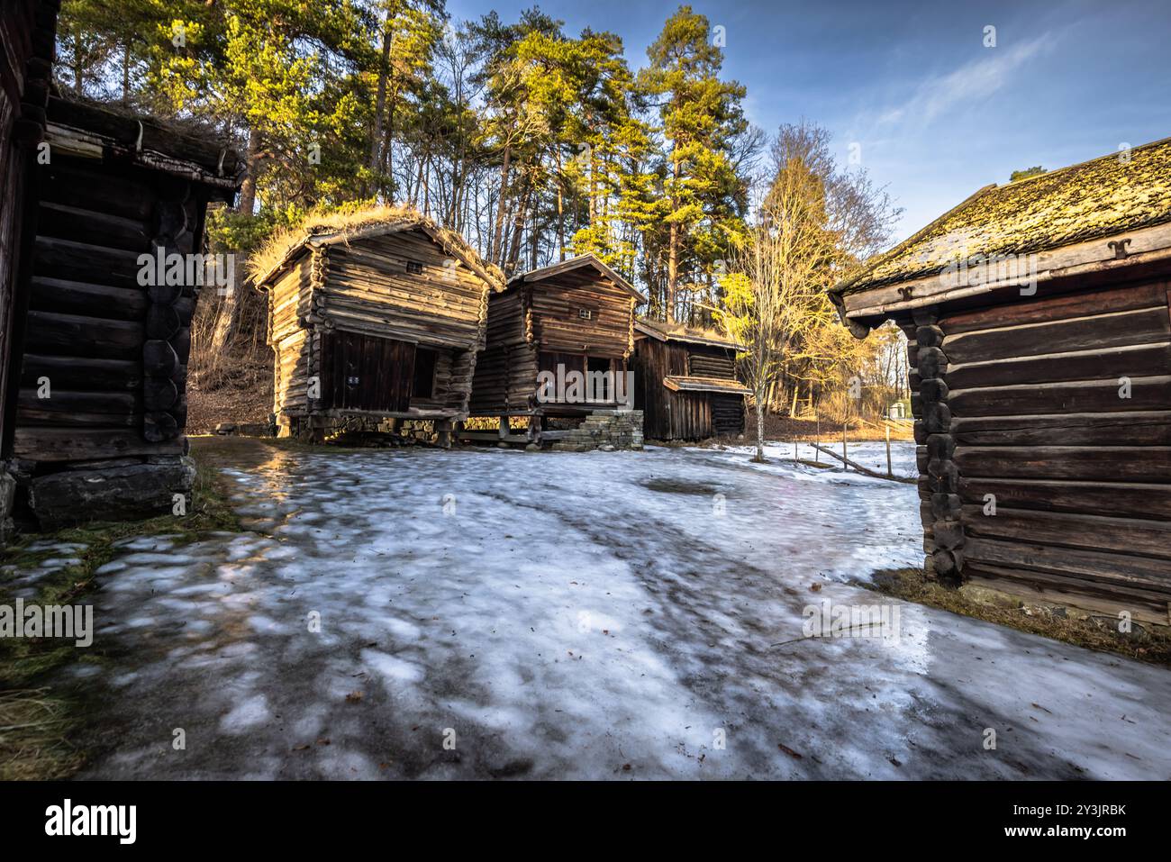 Oslo - February 11 2023: Traditional Scandinavian buildings in the Oslo ...