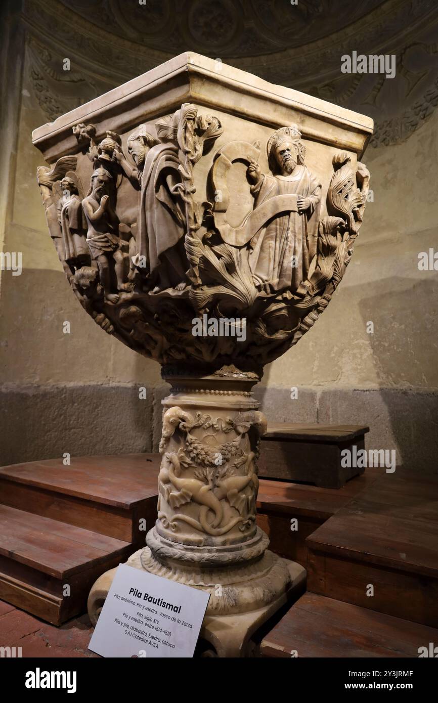 Avila, Castilla y Leon, Spain- August 18, 2024: Beautiful baptismal ...