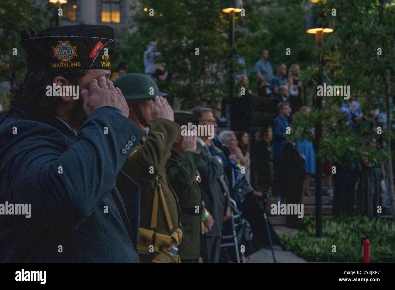 Washington, USA. 13th Sep, 2024. People in military uniform salute during the National WWI ...
