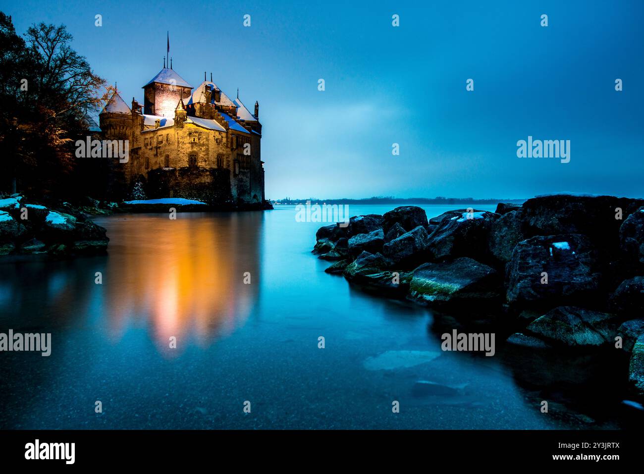 Chateau de chillon castle winter hi-res stock photography and images ...