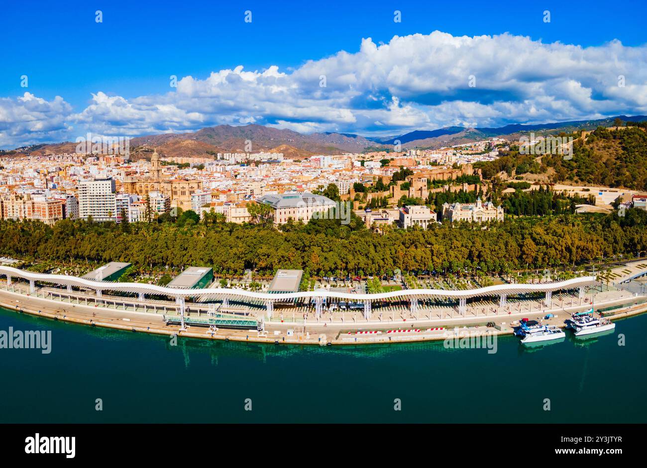 Malaga aerial panoramic view. Malaga is a city in the Andalusia ...