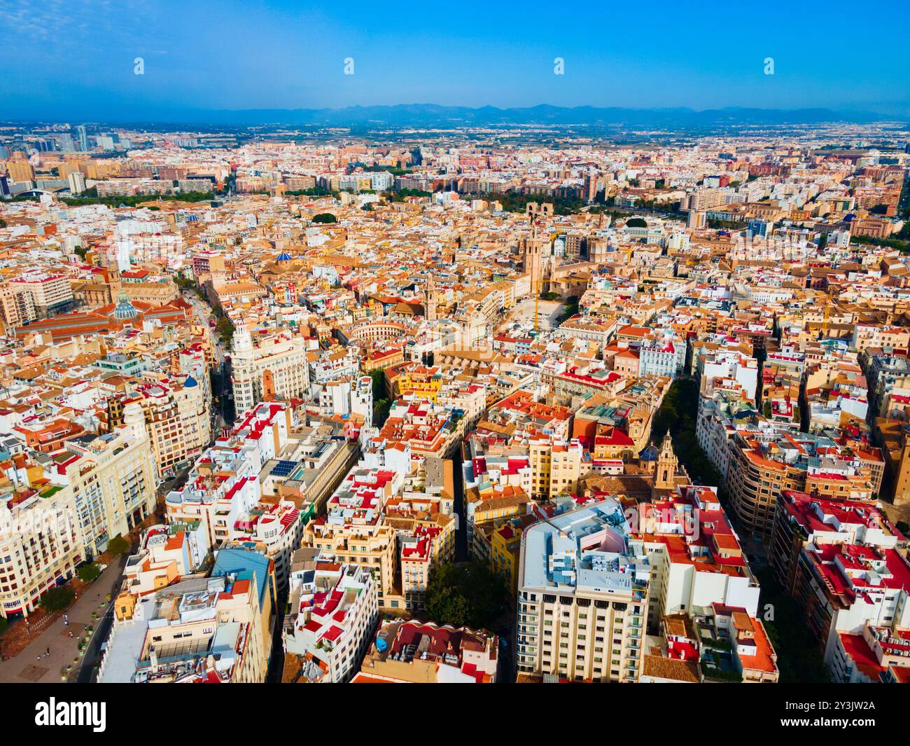 Valencia city aerial panoramic view. Valencia is the third most ...