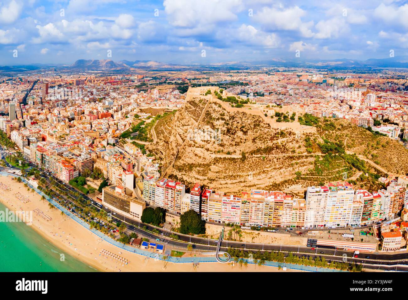 Alicante city beach aerial panoramic view. Alicante is a city in the ...