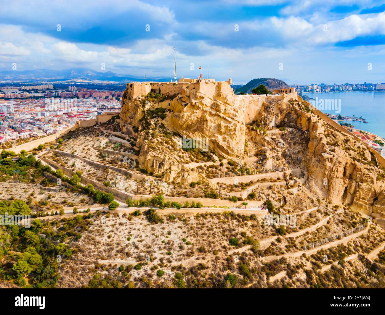Santa Barbara Castle aerial panoramic view. Santa Barbara Castle is a ...
