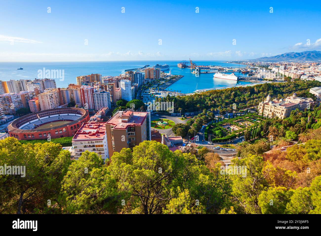 Malaga aerial panoramic view. Malaga is a city in the Andalusia ...