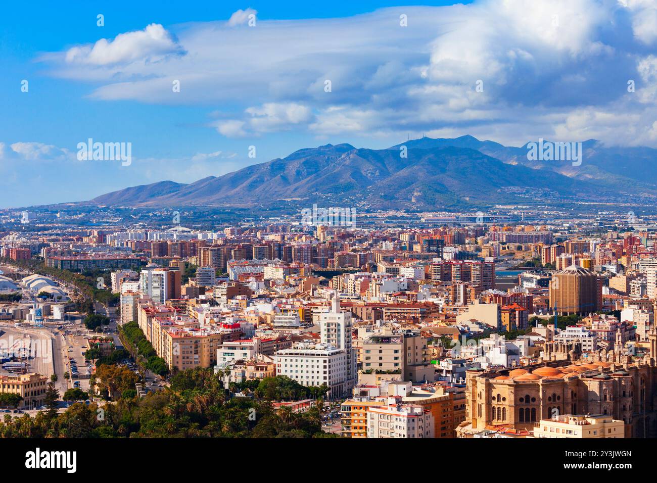 Malaga aerial panoramic view. Malaga is a city in the Andalusia ...