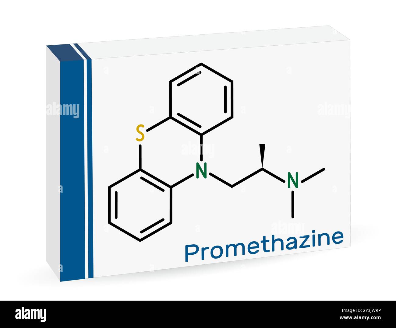 Promethazine antihistamine drug molecule. Skeletal chemical formula ...