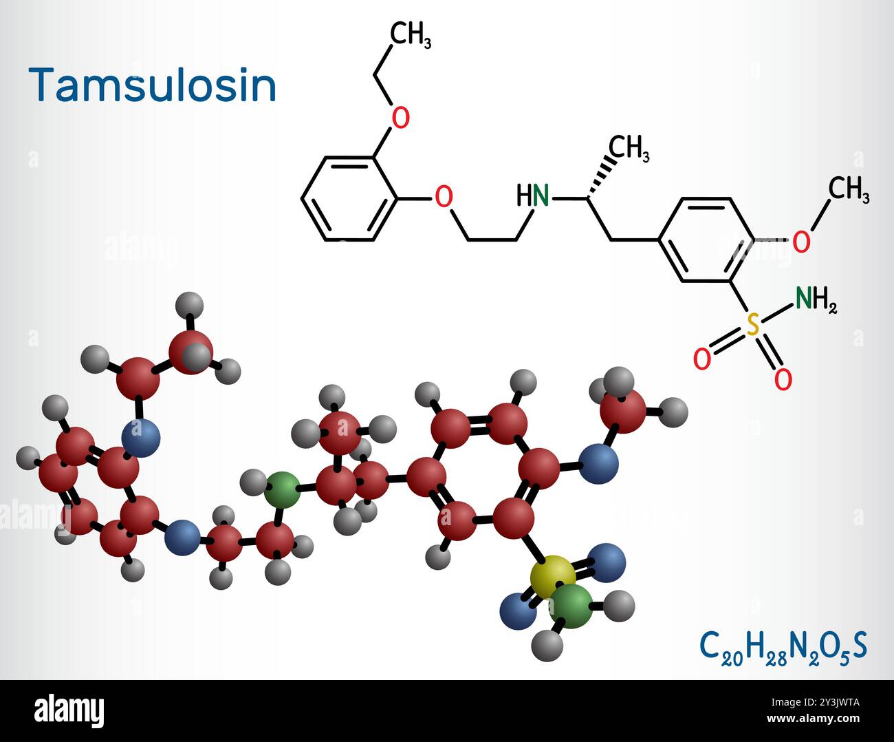 Tamsulosin drug molecule. Used to treat benign prostatic hyperplasia ...