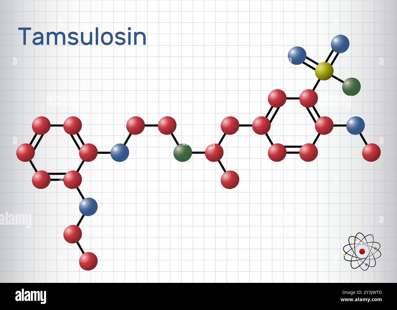 Tamsulosin drug molecule. Used to treat benign prostatic hyperplasia ...