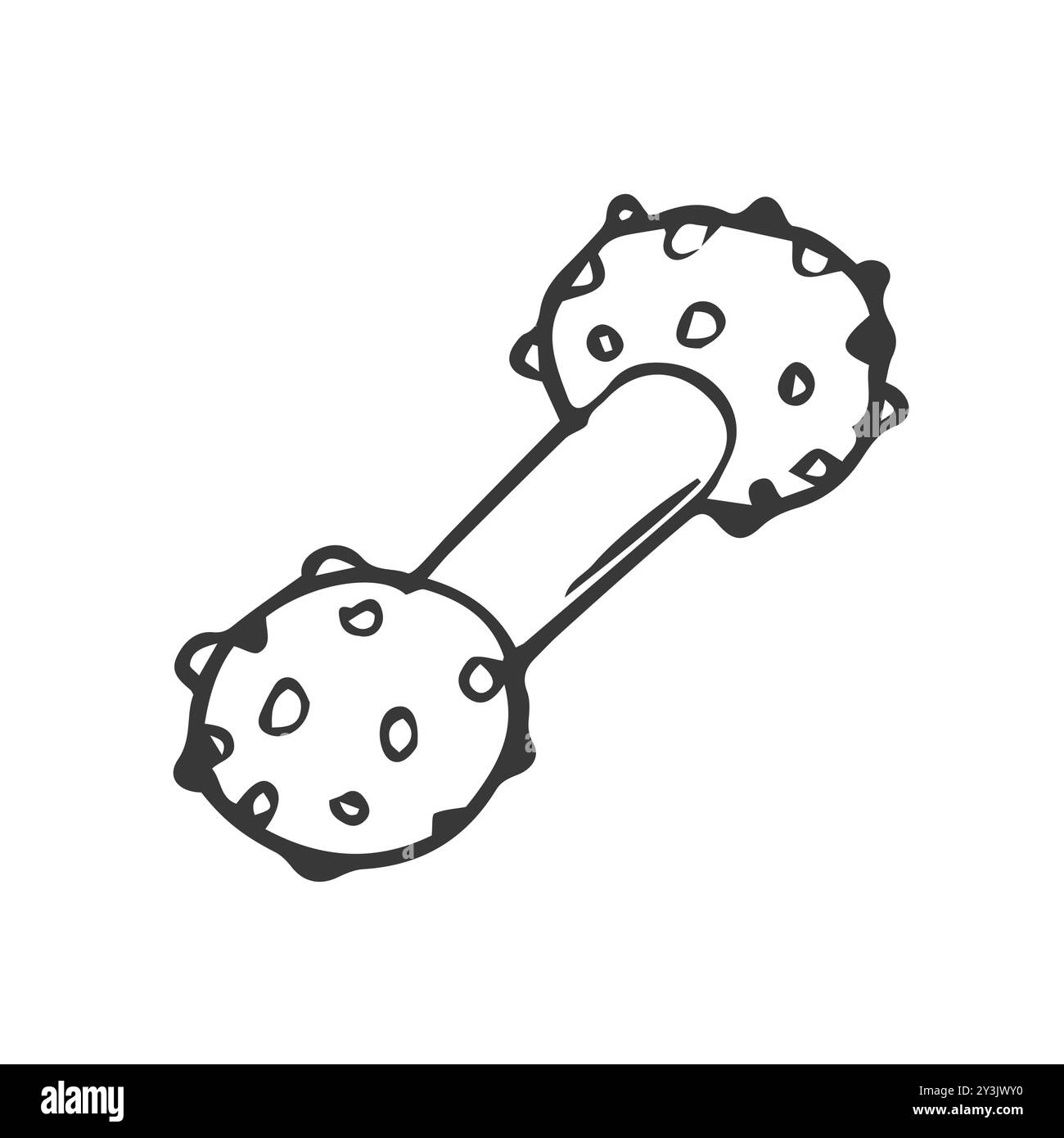 Black and white cartoon hand drawn dog toy vector illustration isolated ...