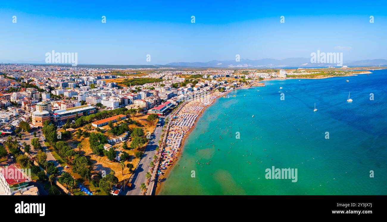 Didim city beach aerial panoramic view. Didim is a town in Aydin ...