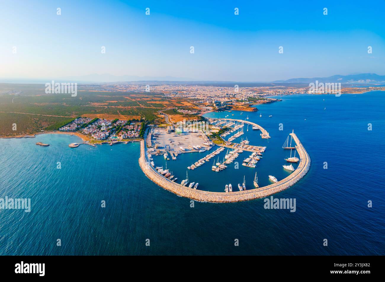 Didim Marina aerial panoramic view. Didim is a town near Marmaris city ...