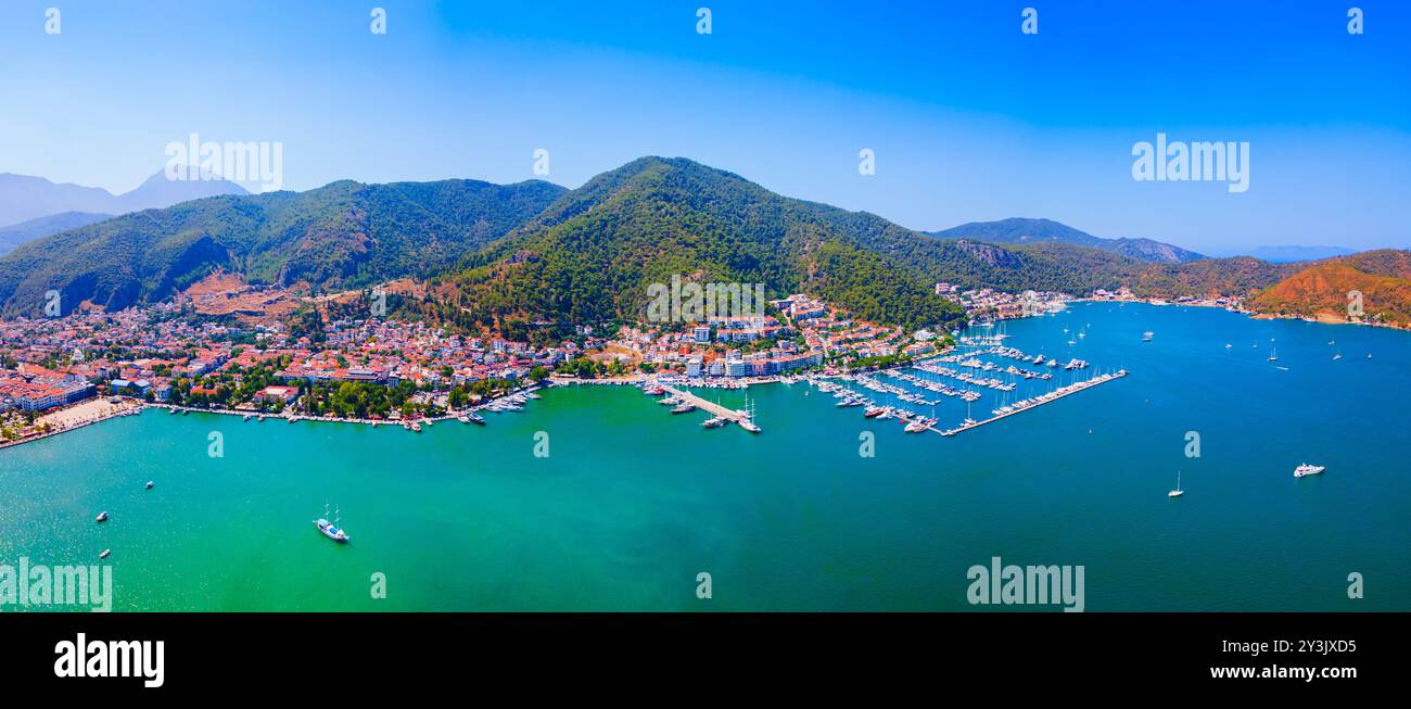 Fethiye port aerial panoramic view. Fethiye is a city in Mugla Province ...