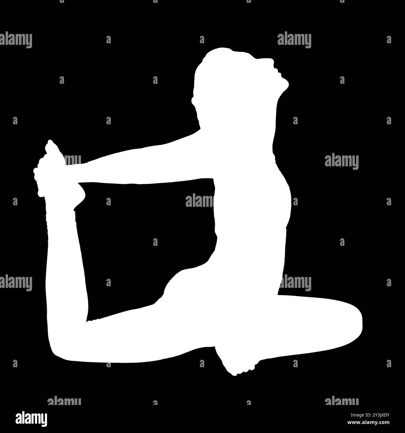 Negative silhouette of a female person performing the yoga exercise ...