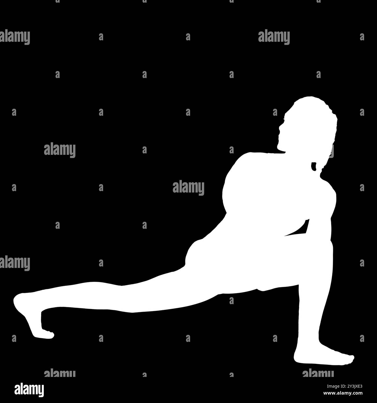 Negative silhouette of a female person performing the yoga exercise ...
