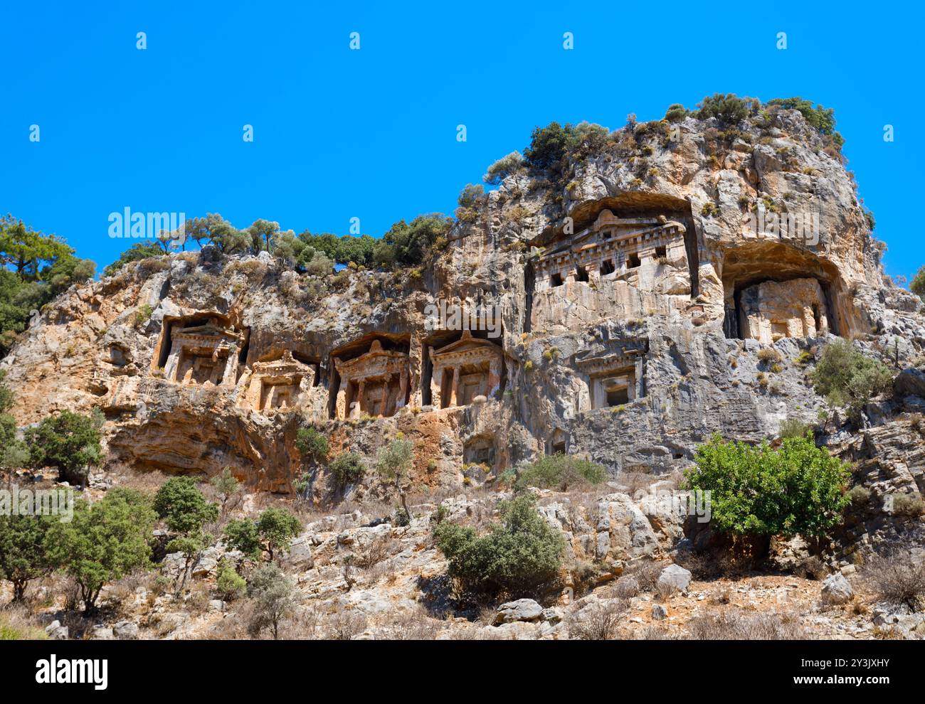 Kaunos Rock Tombs of the Kings at the Kaunos ancient city. Caunos is ...