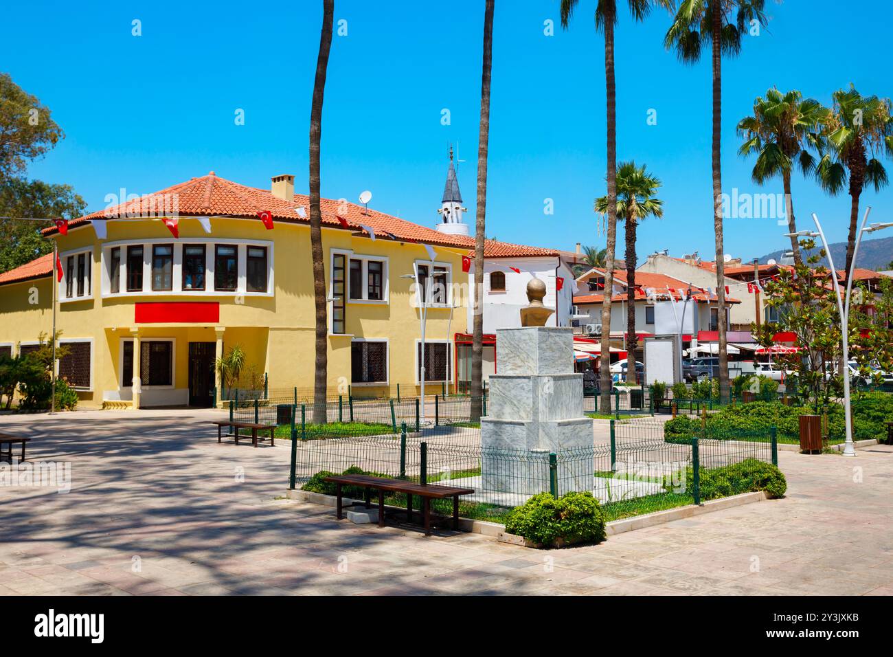 Ataturk monument at the central square in the Koycegiz town in Mugla ...