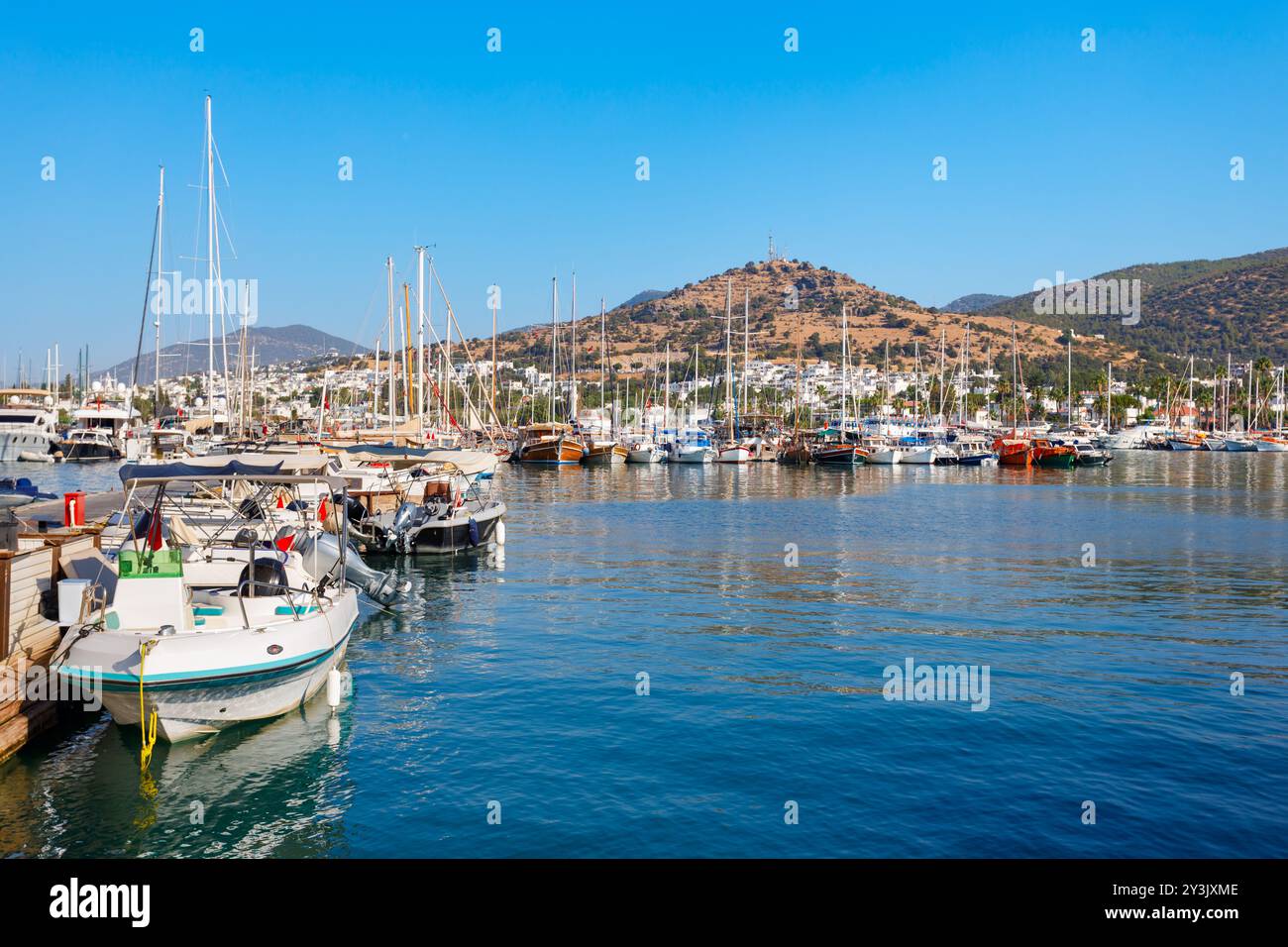 Boats and yachts at the Bodrum city marina. Bodrum is a city in Mugla ...