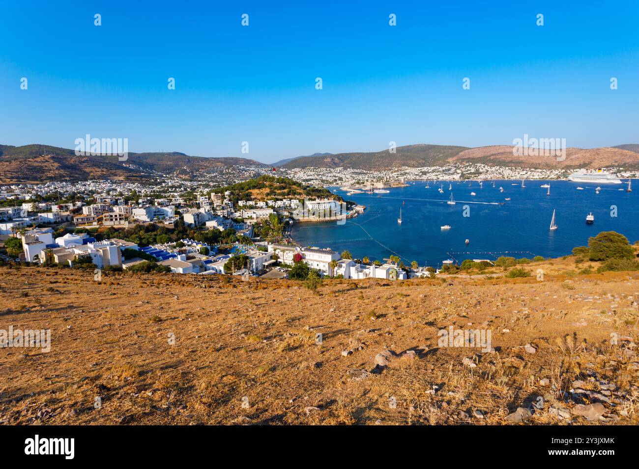 Bodrum city aerial panoramic view in Bodrum city. Bodrum is a city in ...