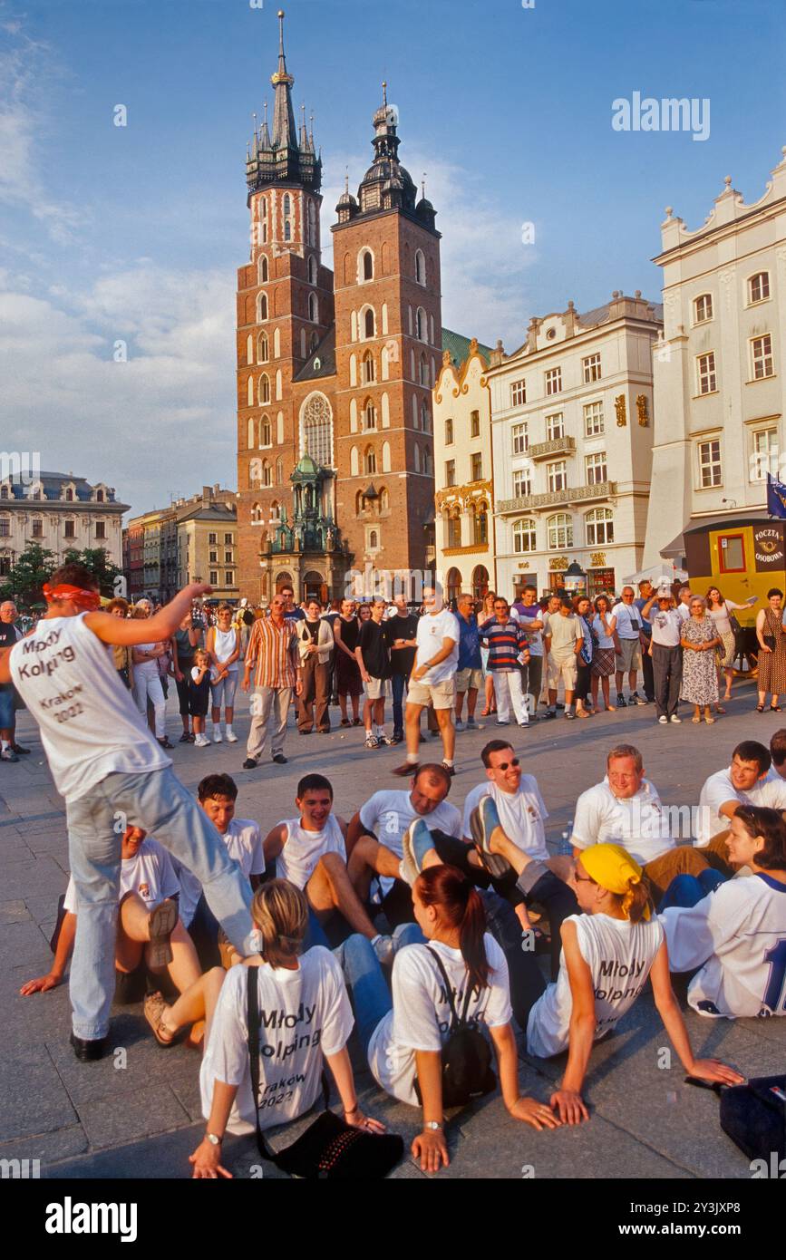 Group of young people at Main Market Square, Kraków, Poland Stock Photo ...