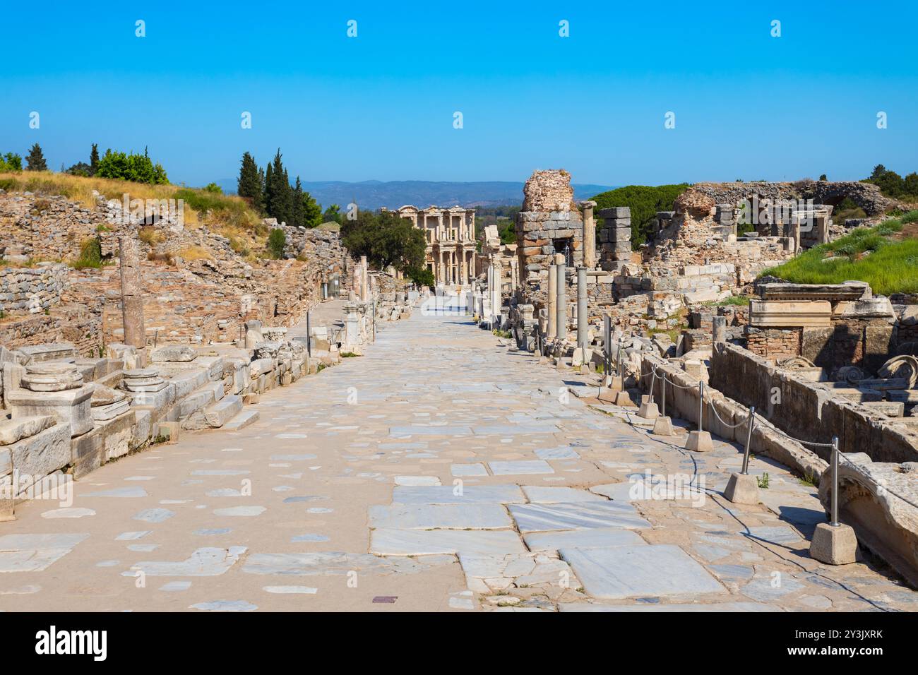 Curetes street collonade at the Ephesus ancient Greek city. Ephesus or ...