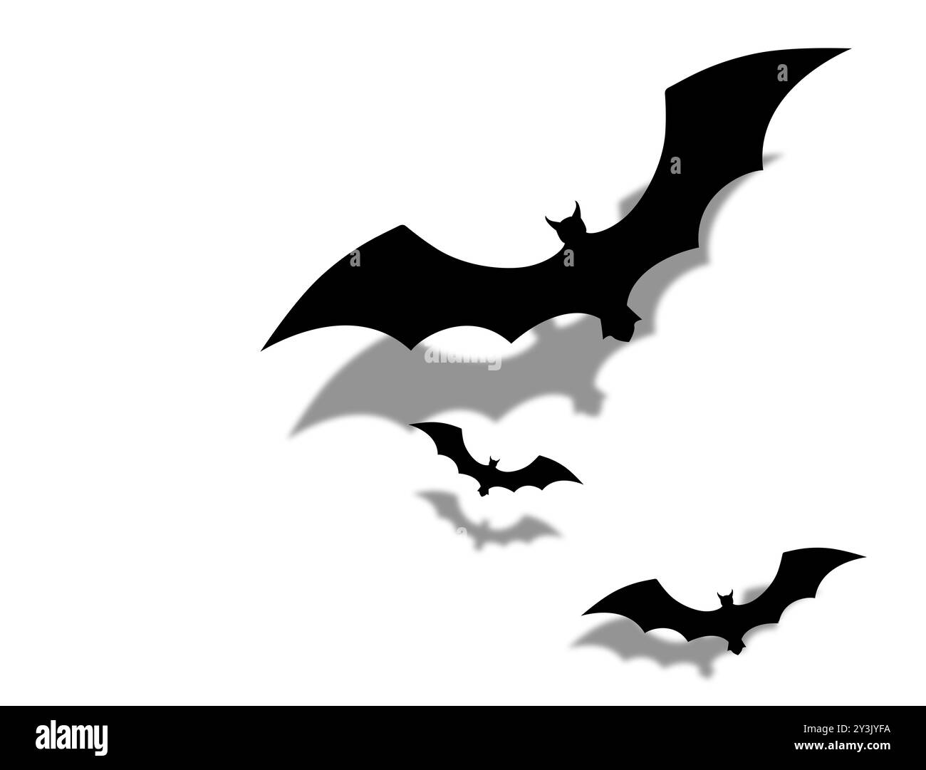 Black bats flying on white background. Halloween celebration Stock ...