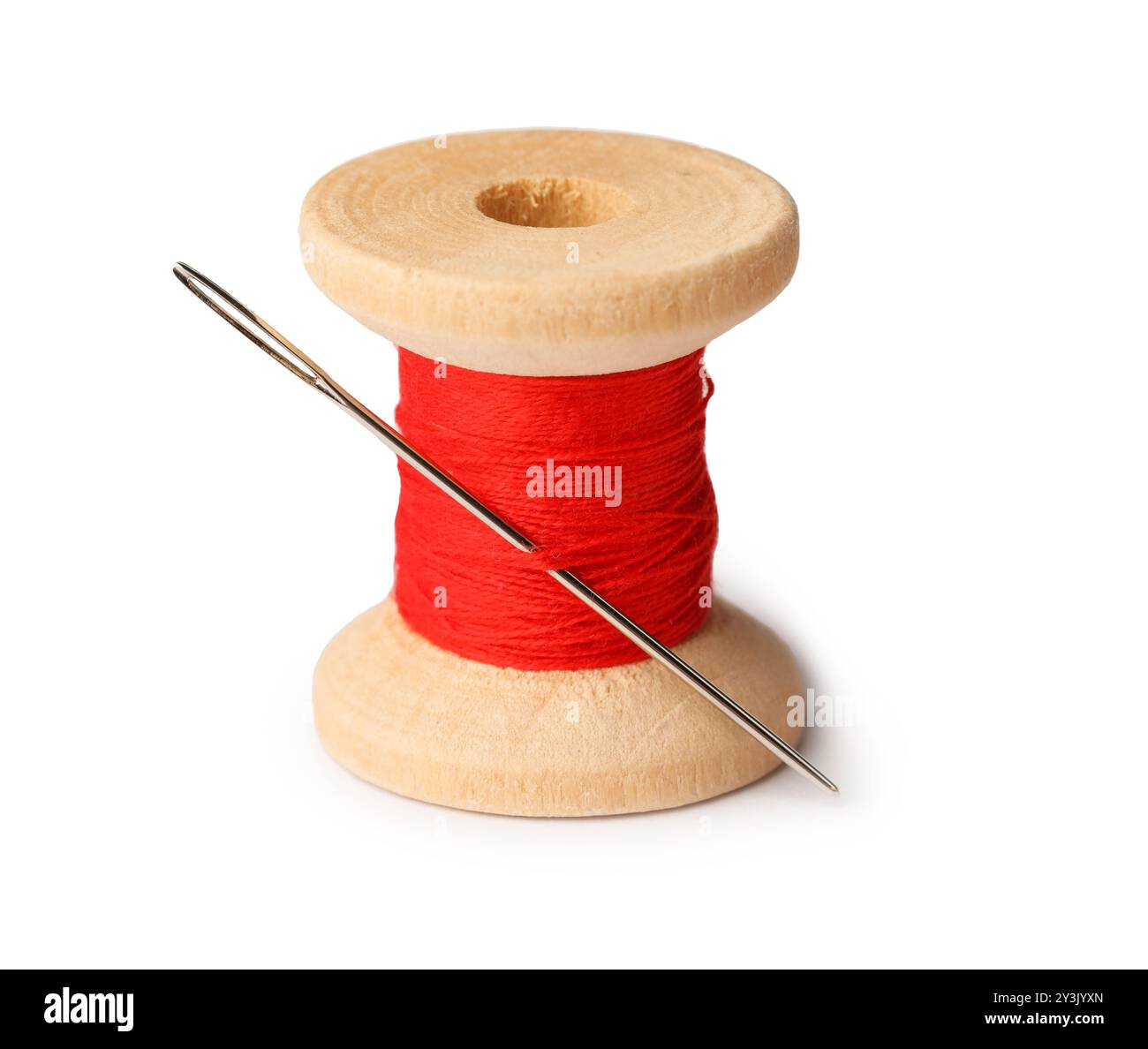 Spool of red sewing thread with needle isolated on white Stock Photo ...