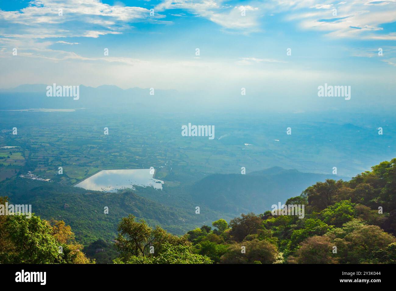 Honeymoon sunset point aerial panoramic view, Mount Abu. Mount Abu is a ...