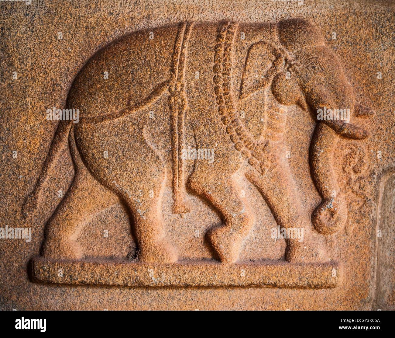 Relief carving at the Hampi temple, the centre of the Hindu ...