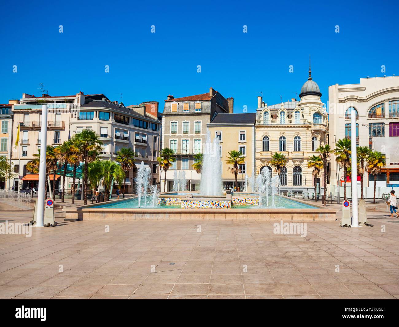 Fountain and pool at the Place Georges Clemenceau square in the centre ...