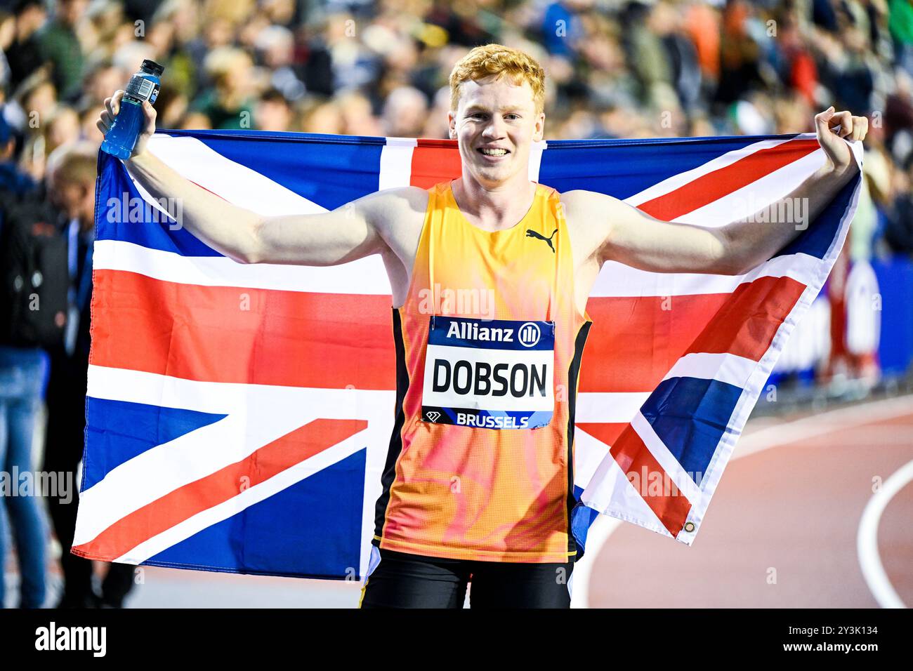Brussels, Belgium. 13th Sep, 2024. British Charles Dobson celebrates ...