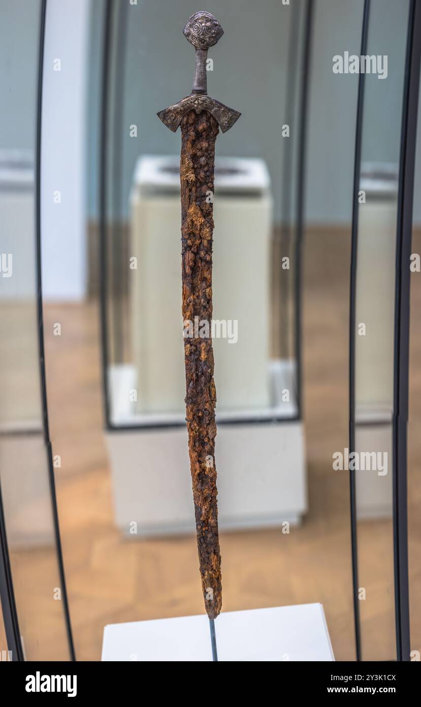 Oslo - February 12 2023: Ancient Viking Swords in the Historical Museum ...