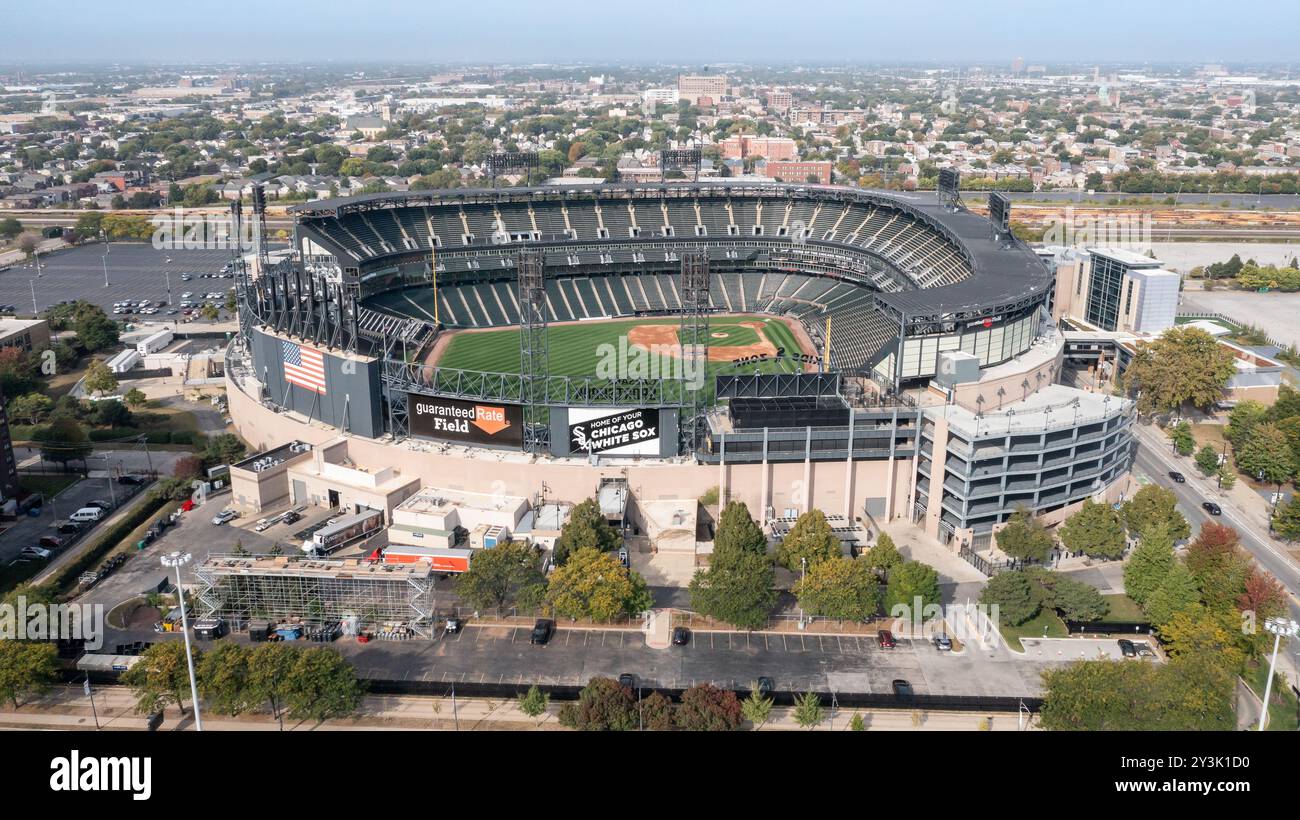 An aerial view of the MLB's Chicago White Sox's Guaranteed Rate Field ...