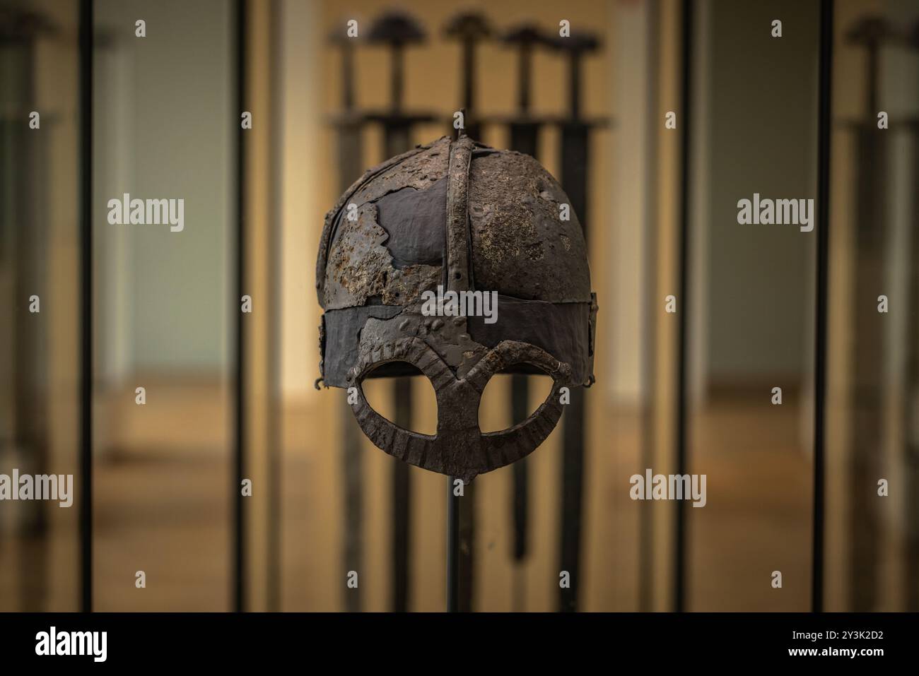 Oslo - February 12 2023: Ancient Viking helmet in the Historical Museum ...