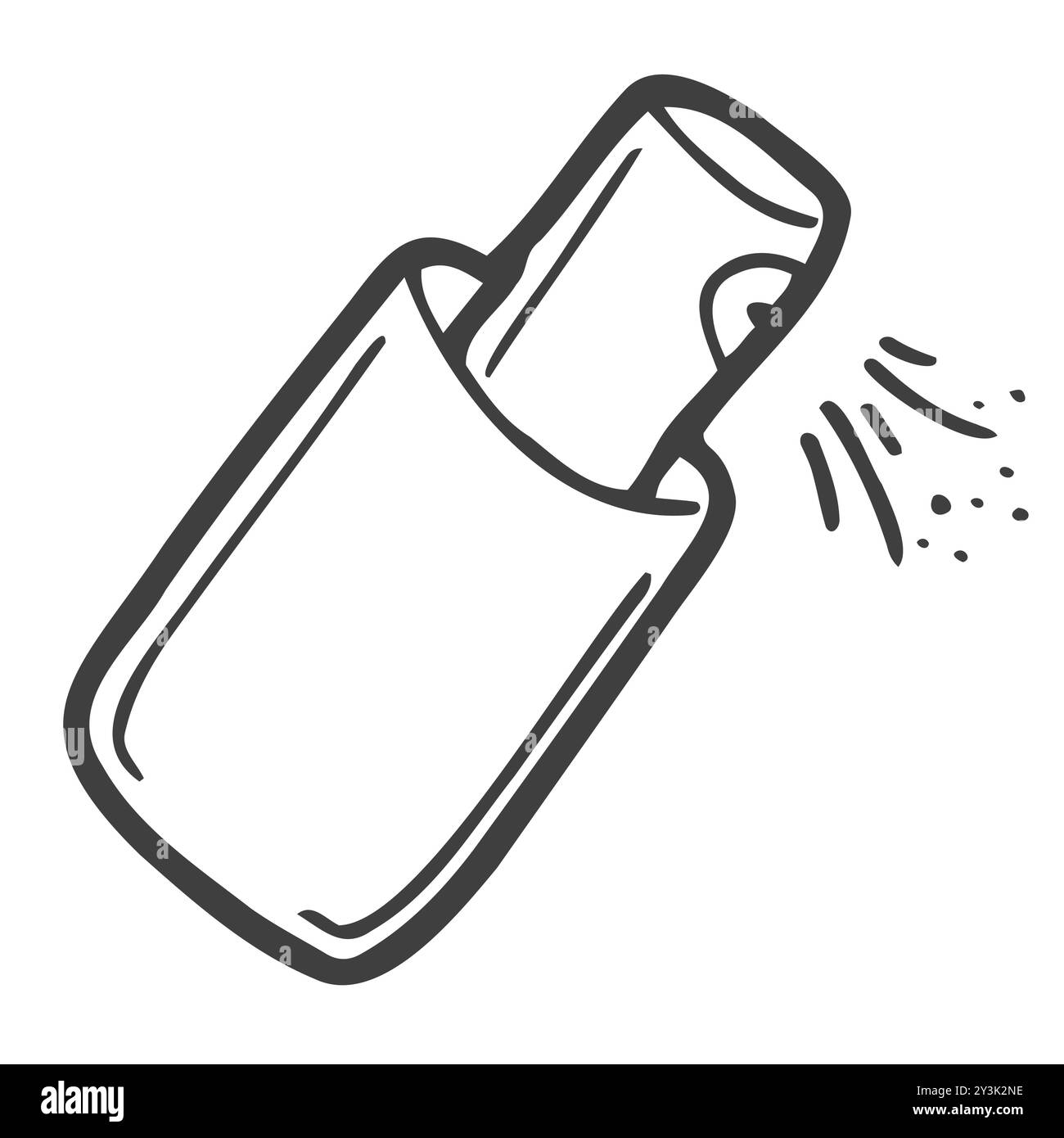 Black contour spray bottle isolated on white. Doodle vector ...
