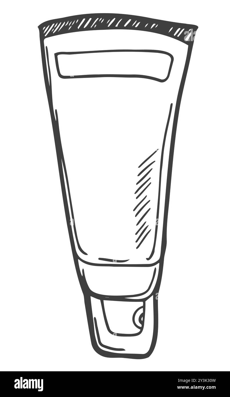 Vector black outline of tube of cream, antiseptic or toothpaste in the ...