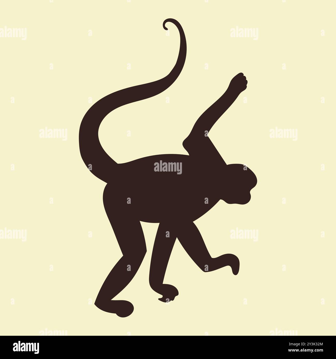 Hand drawn monkey silhouette in flat style illustration Stock Vector ...