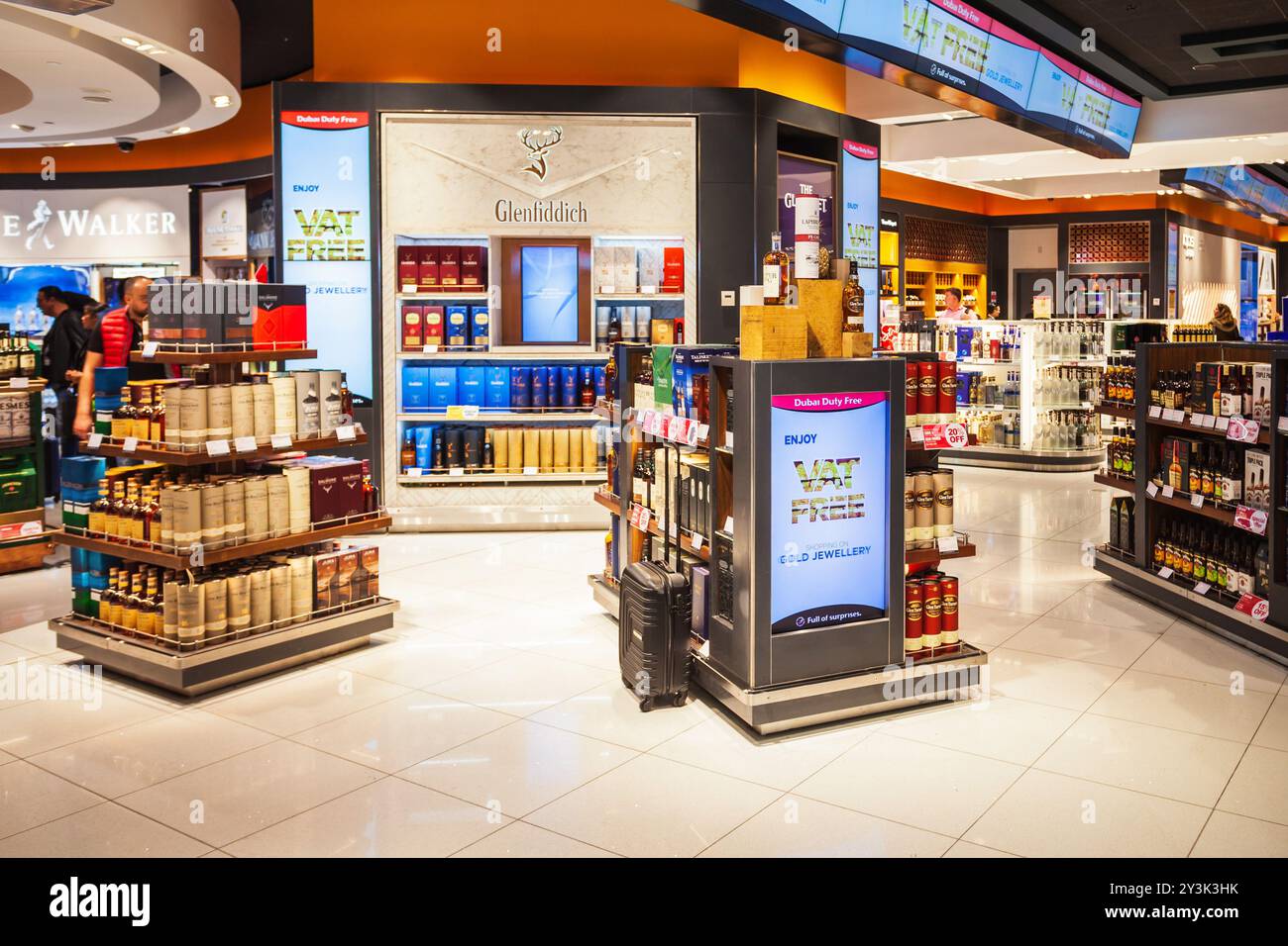 DUBAI, UAE - MARCH 02, 2019: Alcohol shop in the duty free zone in the ...