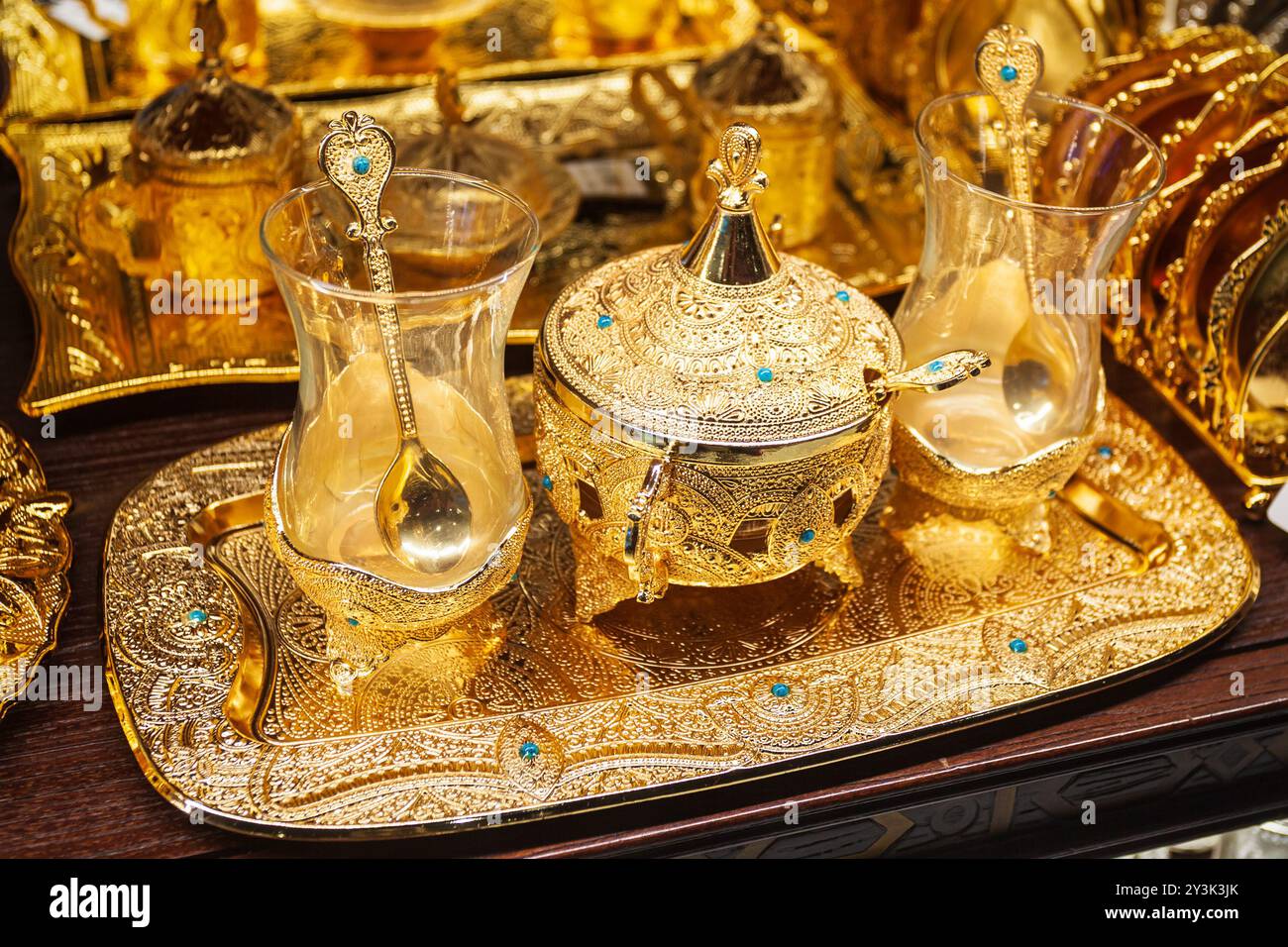 DUBAI, UAE - MARCH 02, 2019: Traditional arabic tea pot souvenir in the ...