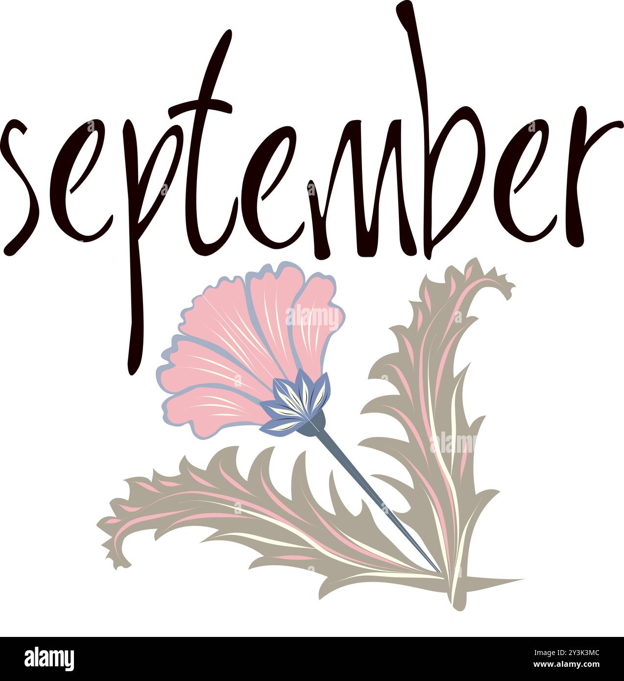 Set Vector Lettering of Month. Handwritten modern black outline ...